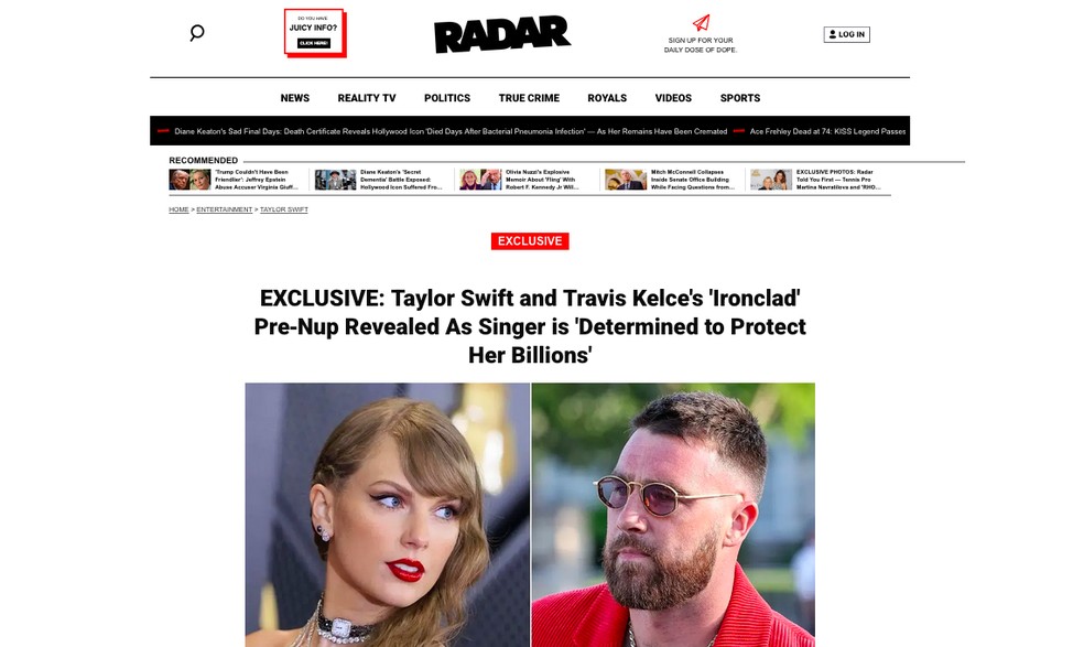 Detalhes do rígido contrato pré-nupcial de Taylor Swift e Travis Kelce ...