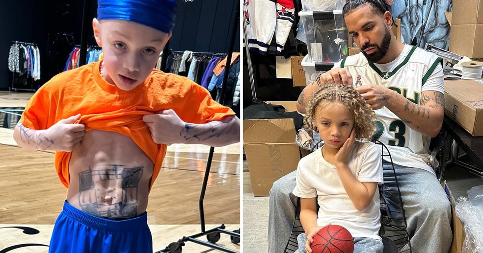 Drake compartilha foto rara do filho e 'tanquinho' do garoto de 6 anos ...