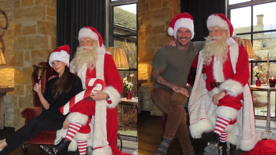 Victoria Beckham posa ao lado do Papai Noel e compartilha registros dos ...