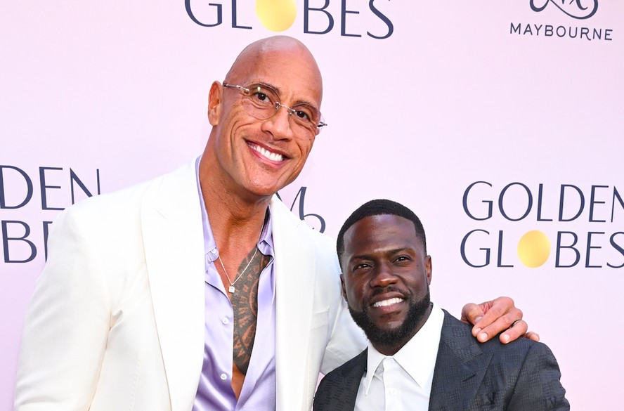 Dwayne Johnson, o The Rock, e Kevin Hart roubam a cena de evento do ...