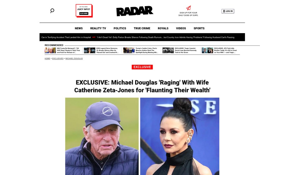 Michael Douglas está furioso com declaração perdulária da esposa ...