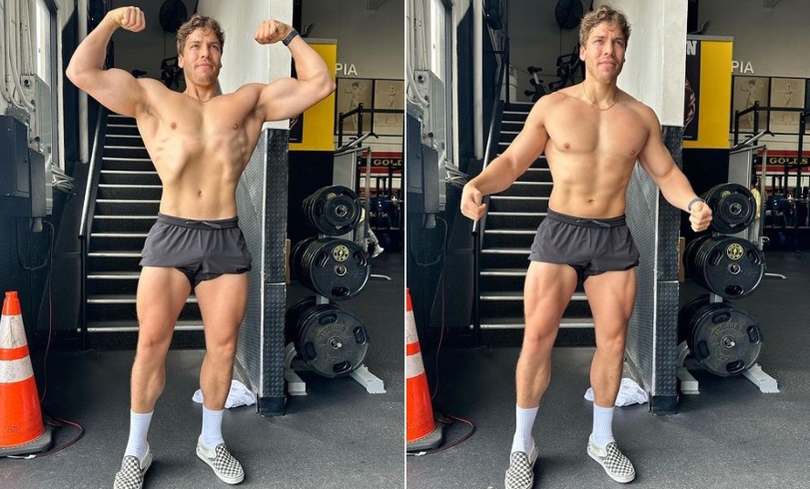 Filho de Arnold Schwarzenegger mostra os músculos em poses clássicas do pai