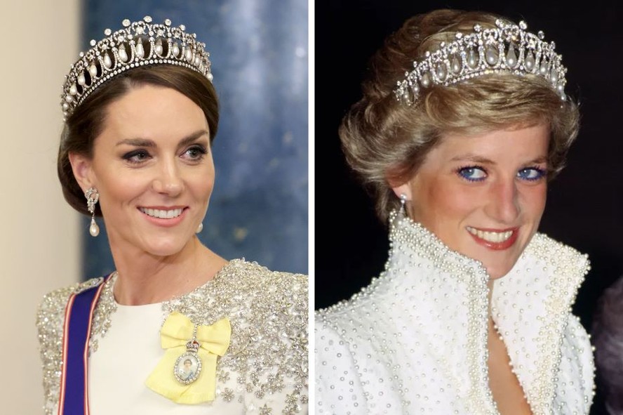 Kate Middleton é enaltecida ao usar tiara favorita de Diana pela primeira vez como princesa de ...