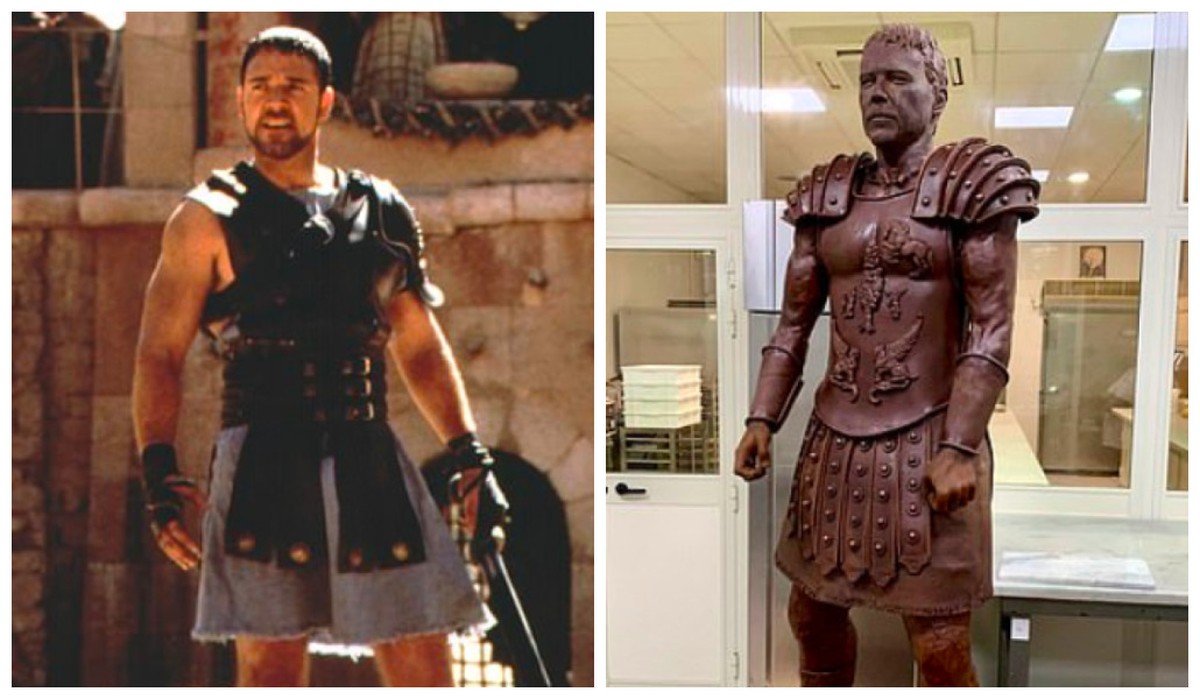 Russell Crowe comemora estátua de chocolate feita em sua homenagem com ...