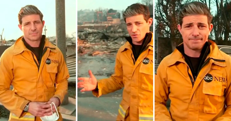 Repórter se emociona ao mostrar a casa de sua tia destruída em incêndio ...