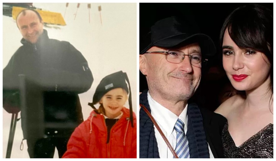 Atriz Lilly Collins faz declaração de amor para o papai Phil Collins ...