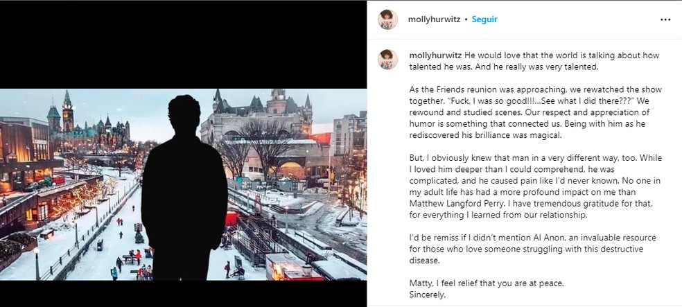 Ex-noiva de Matthew Perry lamenta morte do ator e lembra de ...