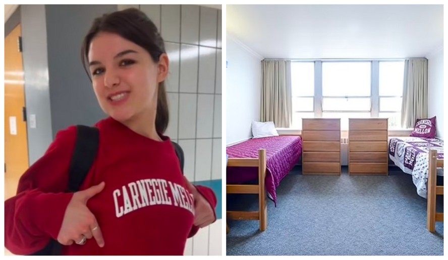 O dormitório 'simples' de Suri na faculdade, após deixar de deixar de receber pensão de Tom ...