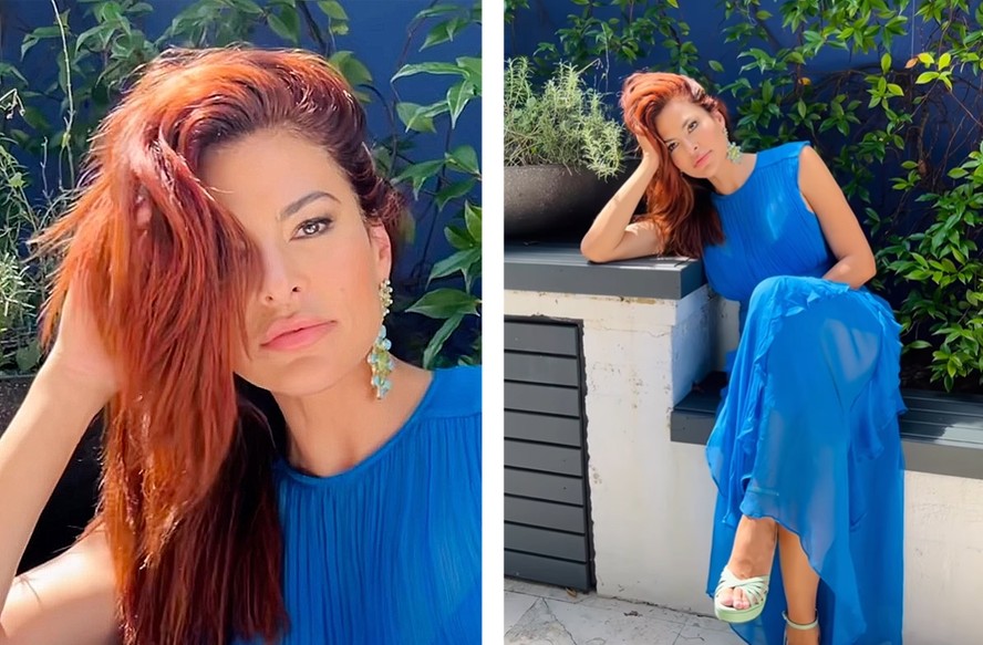Eva Mendes surpreende fãs com cabelão vermelho e 'culpa' hormônios