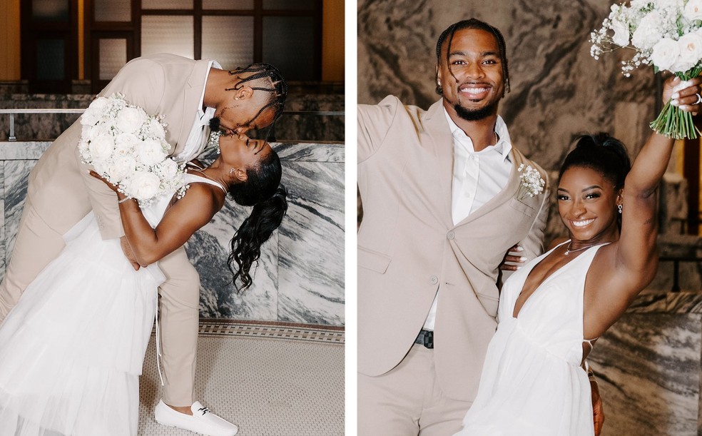 Marido é criticado por colocar medalha de ouro de Simone Biles no ...