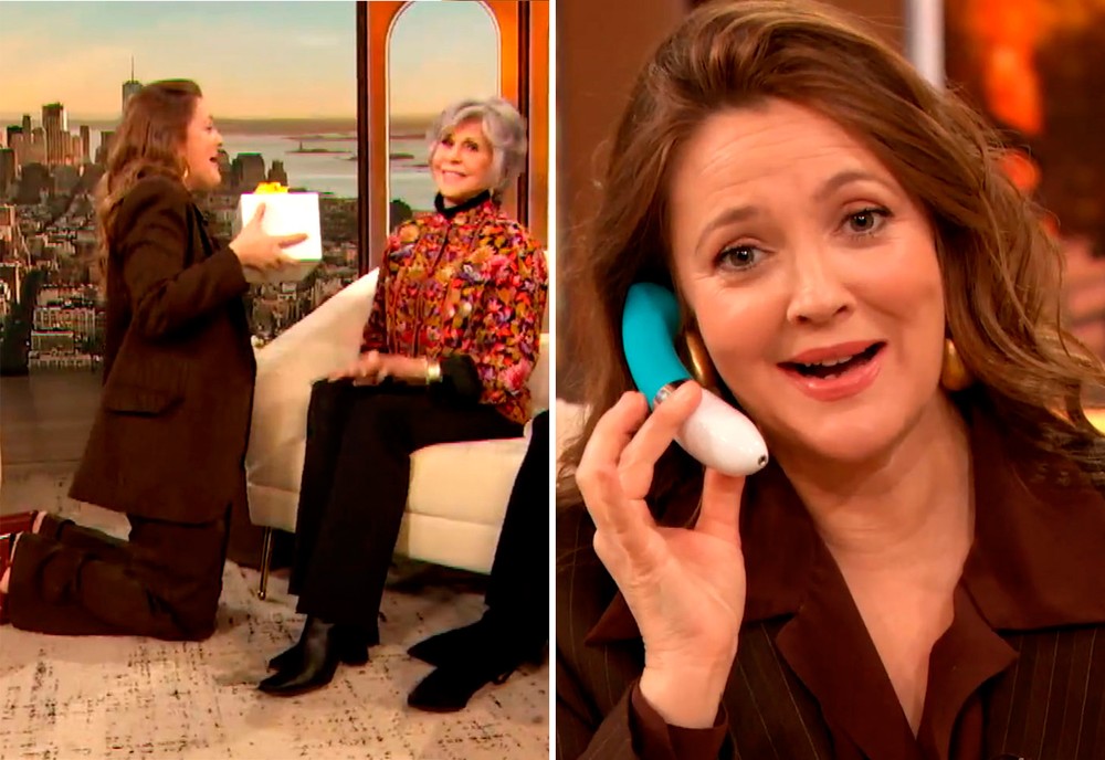 Jane Fonda surpreende Drew Barrymore com vibrador de presente em talk ...